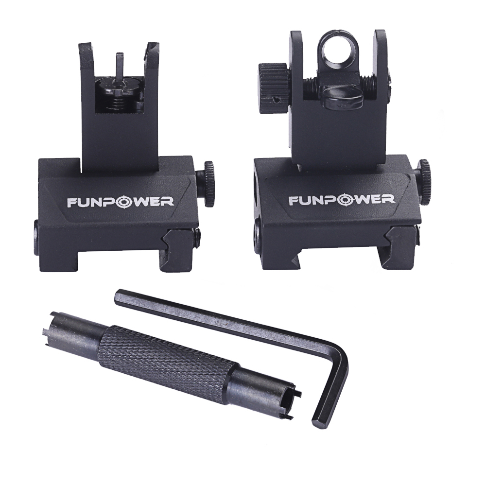 Funpower Tactical Front and Rear Flip Up Iron Sight for Rifle, Rapid ...